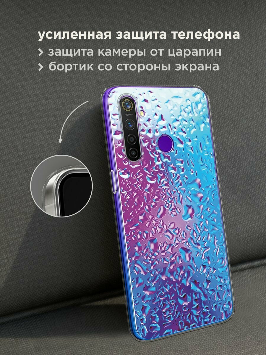 Чехол на Realme 5 Pro / Реалми 5 Про с принтом "Капли на стекле" — фото 1