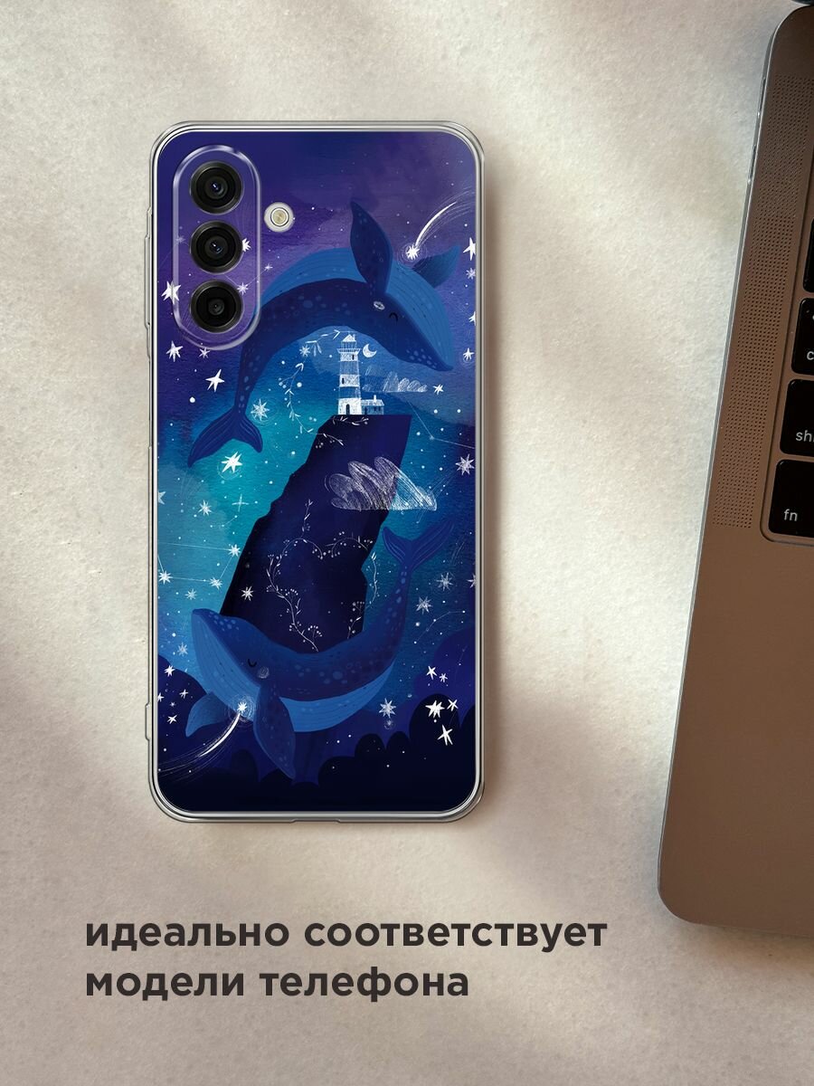 Чехол на Samsung Galaxy A17 / Самсунг А17 с принтом "Ночные киты" — фото 1