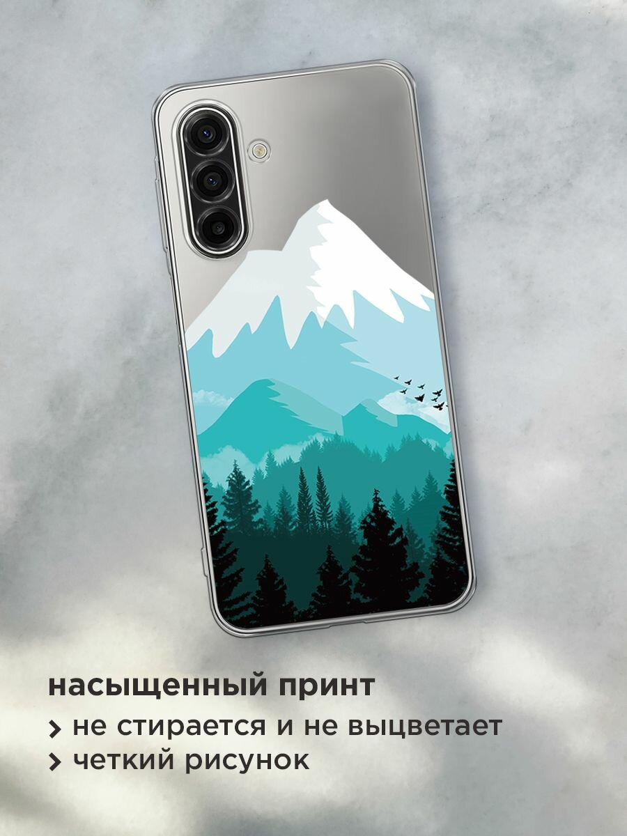 Чехол на Samsung Galaxy A17 / Самсунг А17 с принтом "Синяя снежная гора", прозрачный — фото 1