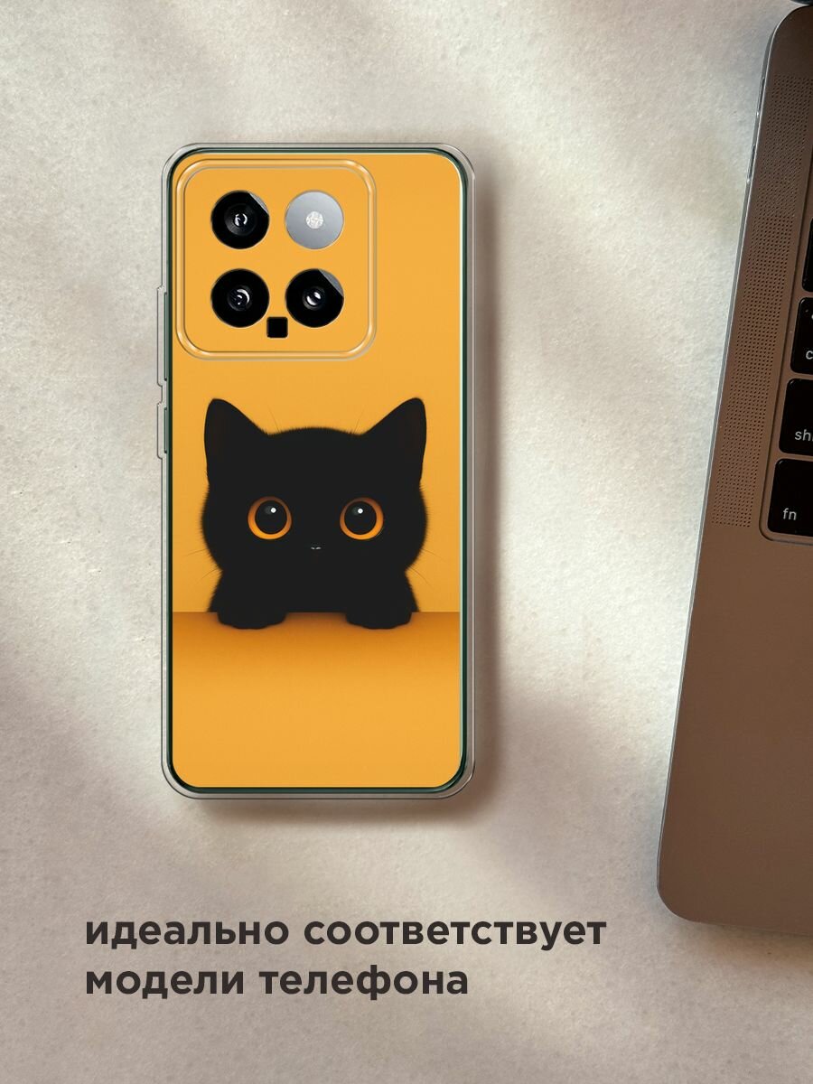 Силиконовый чехол на Xiaomi 14 / Сяоми 14 с принтом "Контрастный котик" — фото 1