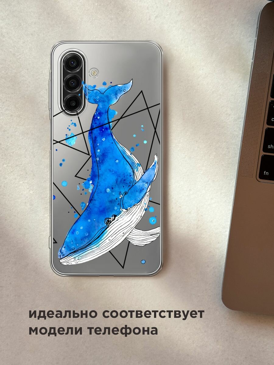 Чехол на Samsung Galaxy A17 / Самсунг А17 с принтом "Кит графика", прозрачный — фото 1