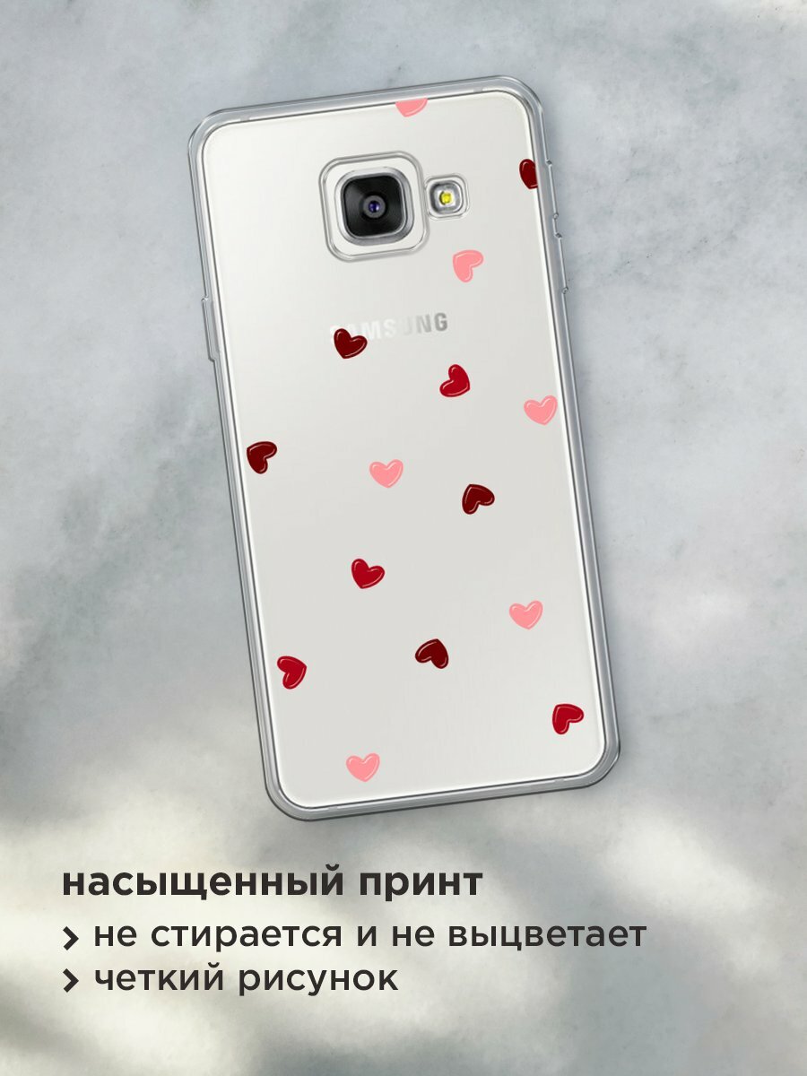 Чехол на Samsung Galaxy A3 2016 / Самсунг Галакси А3 2016 с принтом "Бордовые сердечки 2" — фото 1