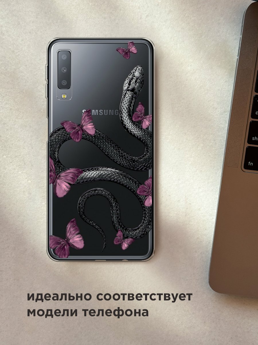 Чехол на Samsung Galaxy A7 2018 / Самсунг Галакси А7 2018 с принтом "Snake and butterflies 2" — фото 1