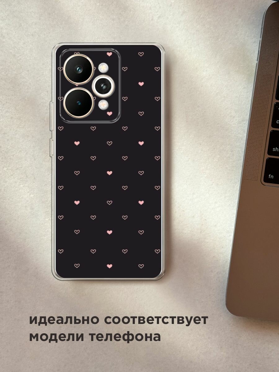 Чехол на Realme 15 Pro / Реалми 15 Про с принтом "Черный фон и сердечки" — фото 1