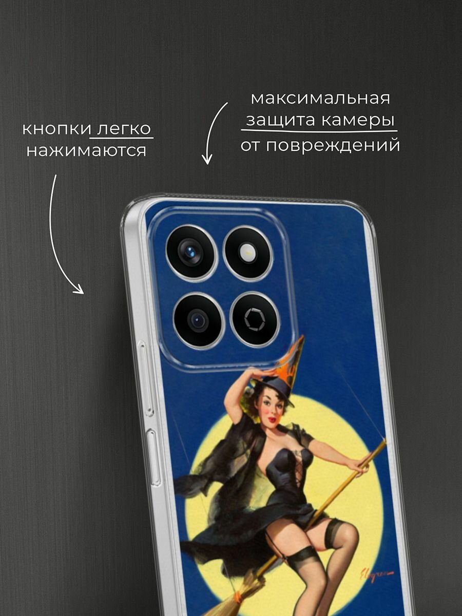 Силиконовый чехол на Honor X7c / Хонор X7c с принтом "Pin-Up Witch" — фото 1