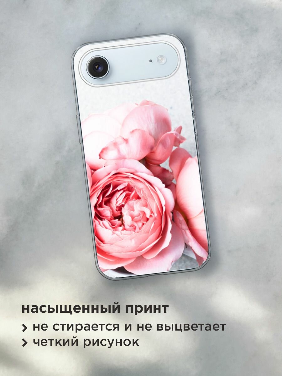 Чехол на Apple iPhone Air / Айфон Айр с принтом "Пионы на белом" — фото 1