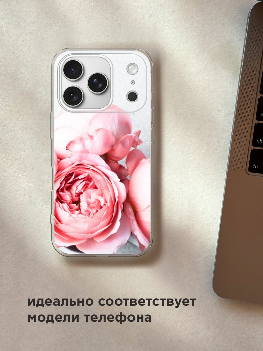 Чехол на Apple iPhone 17 Pro / Айфон 17 Про с принтом "Пионы на белом" — фото 1
