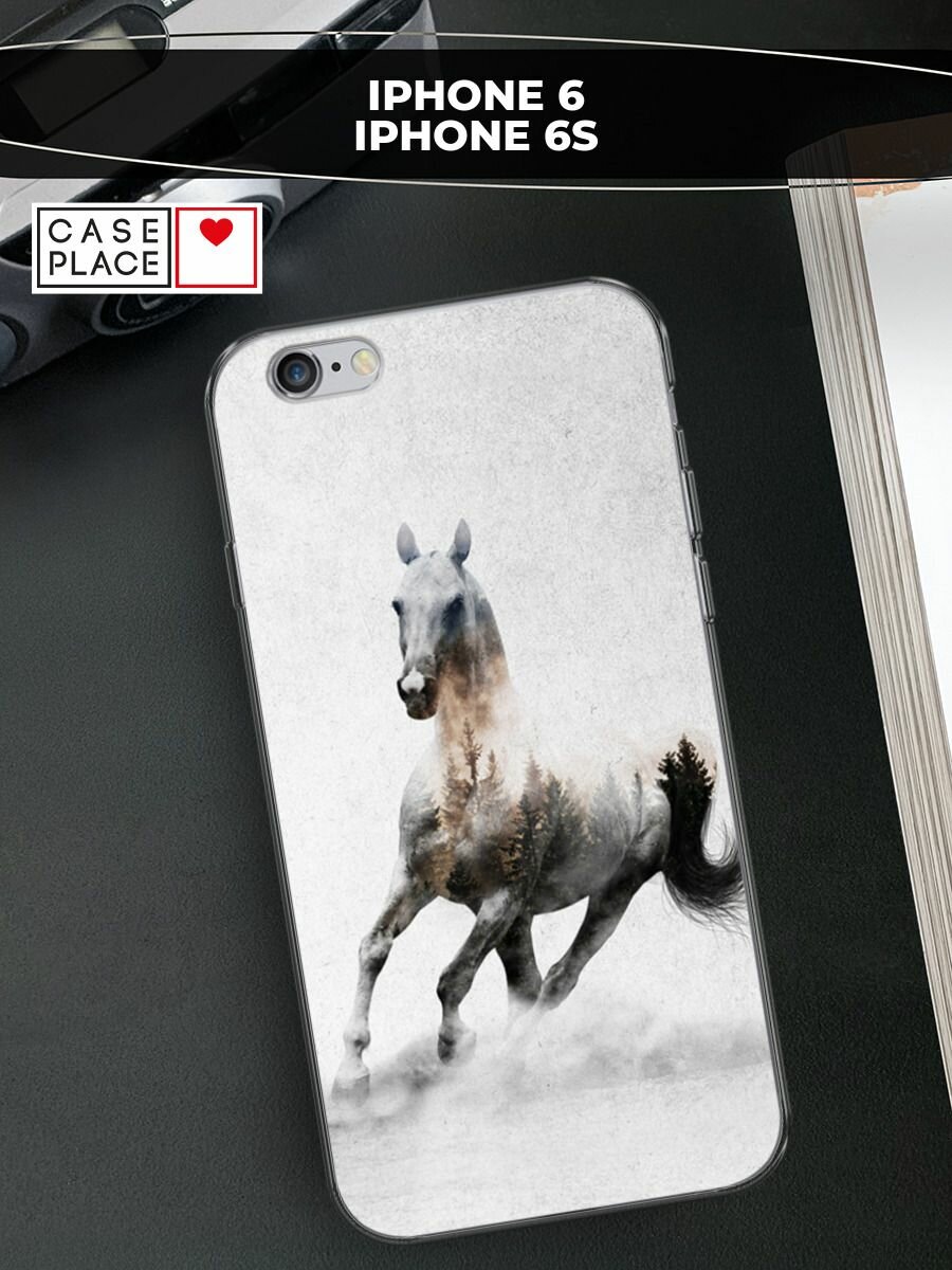 Силиконовый чехол на Apple iPhone 6 / Айфон 6 с принтом "Лошадь лес"