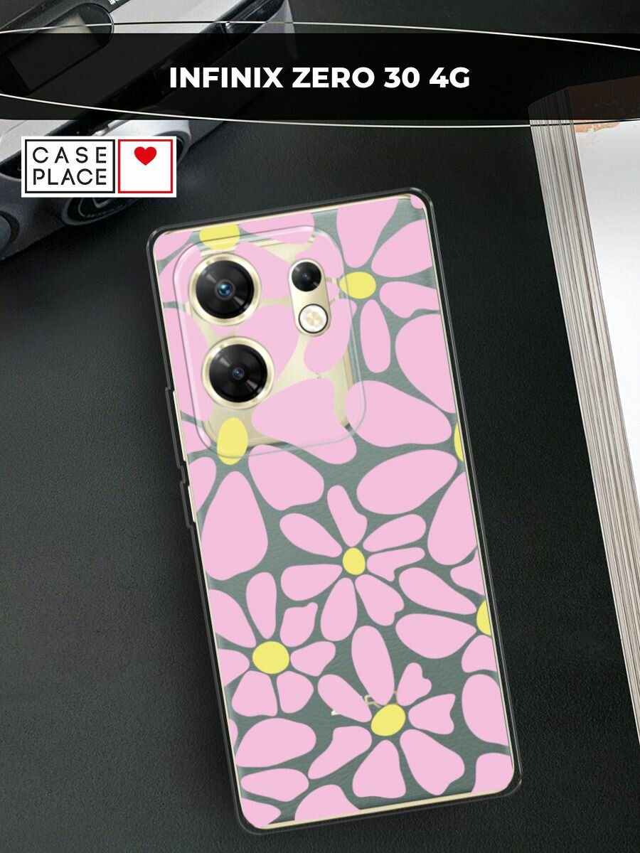 Чехол на Infinix Zero 30 4G / Инфиникс Зеро 30 4G с принтом "Розовые лепестки 2", прозрачный