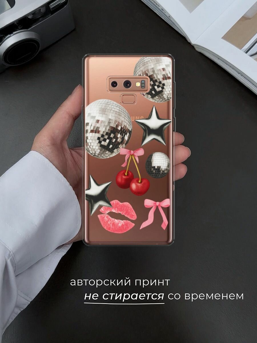 Чехол на Samsung Galaxy Note 9 / Самсунг Галакси Нот 9 с принтом "Стильная подборка", прозрачный — фото 1
