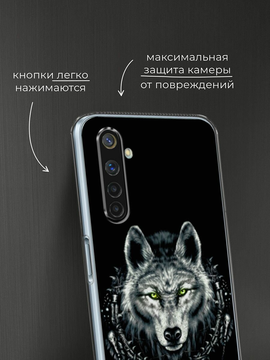 Силиконовый чехол на Realme 6 / Реалми 6 с принтом "Волк оберег" — фото 1