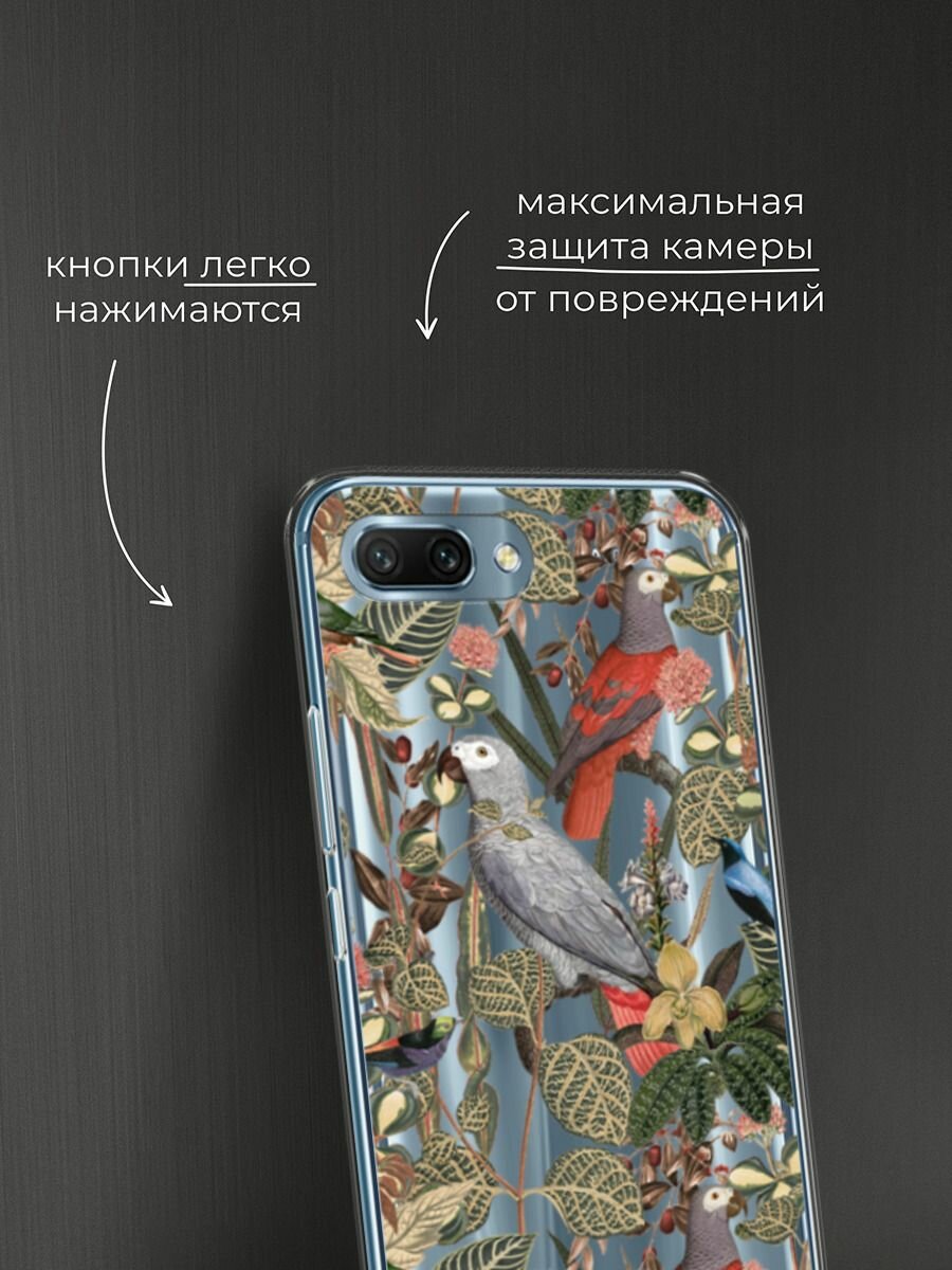 Чехол на Honor 10 / Хонор 10 с принтом "Tropical pattern", прозрачный — фото 1
