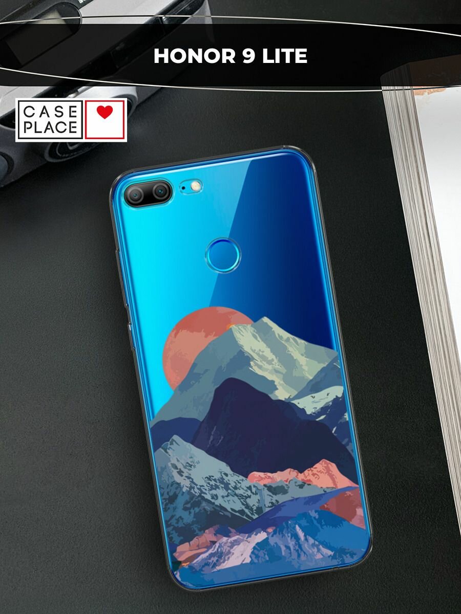 Чехол на Honor 9 Lite / Хонор 9 Лайт с принтом "Закат в снежных горах", прозрачный