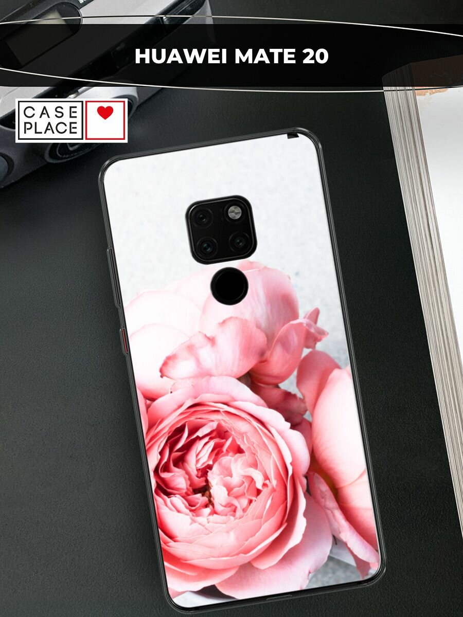 Чехол на Huawei Mate 20 / Хуавей Мате 20 с принтом "Пионы на белом"
