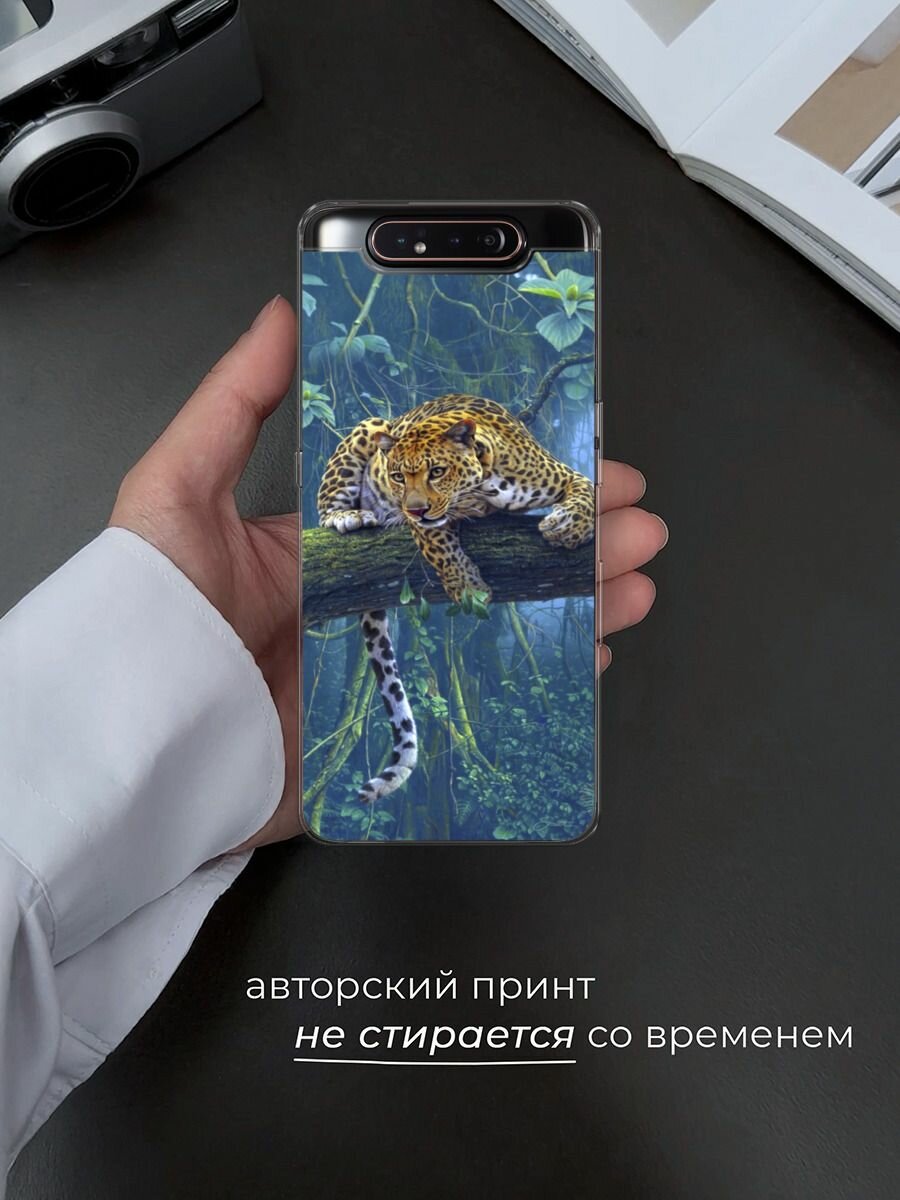 Чехол на Samsung Galaxy A80 / Самсунг Гэлакси A80 с принтом "Леопард охотник" — фото 1