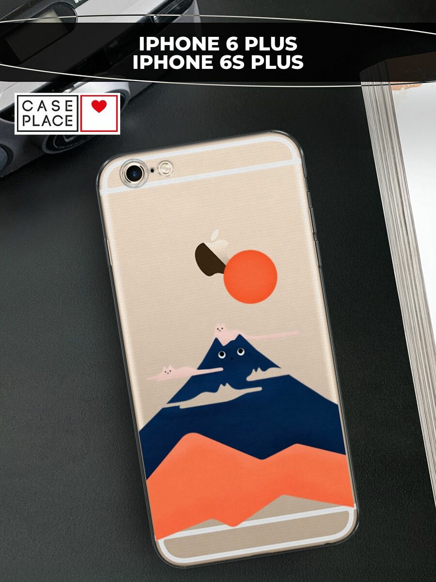 Чехол на Apple iPhone 6 Plus/6S Plus / Айфон 6 Плюс/Айфон 6С Плюс с принтом "Кот-гора", прозрачный