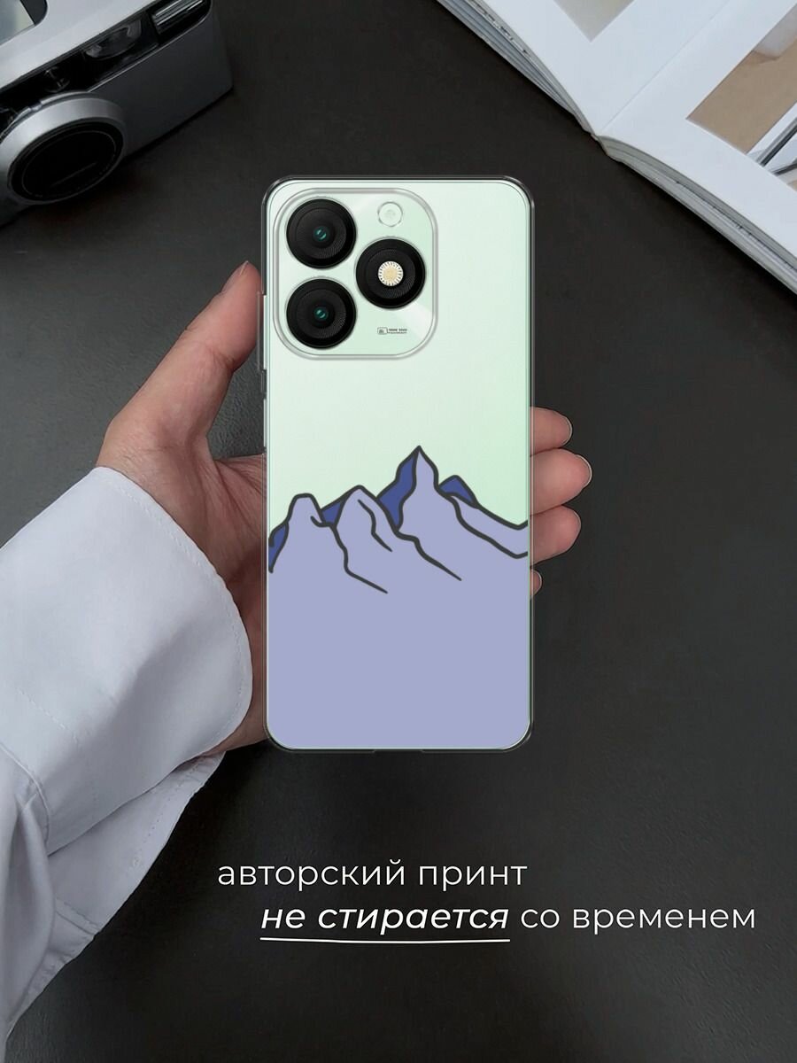 Силиконовый чехол на Itel A50 / Ител А50 с принтом "Гора", прозрачный — фото 1