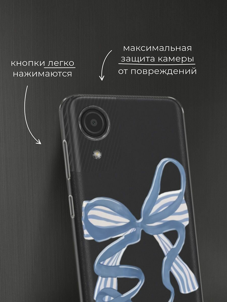 Чехол на Samsung Galaxy A03 Core / Самсунг Галакси А03 Core с принтом "Полосатый голубой бант 2" — фото 1