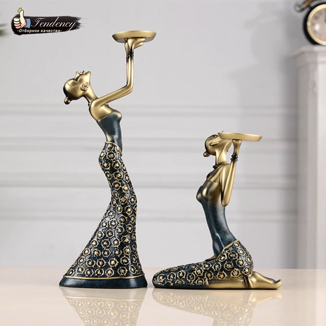 Подсвечник-столик "Ар Деко", журнальный столик, ретро, Настольный декор, 2 шт.