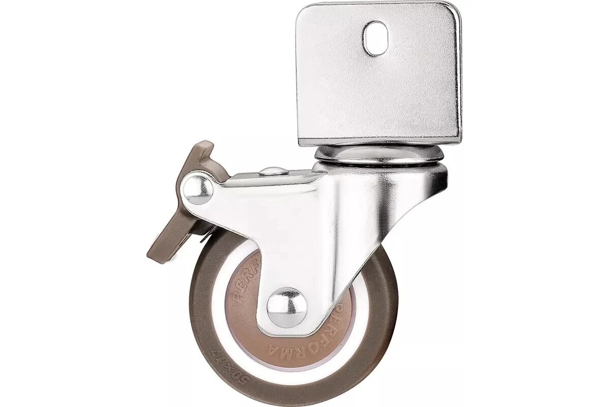 EMMET мебельные колёса со стопором, п-образная пята 17 мм, коричневый, набор 4 шт.