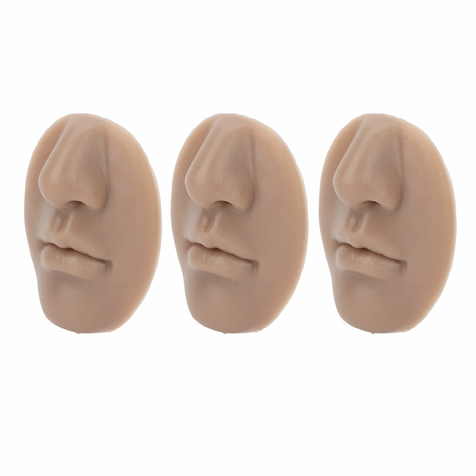 3 шт. силиконовая модель носа с ртом для пирсинга, мягкая эластичная, многоразовая, для практики на темной коже