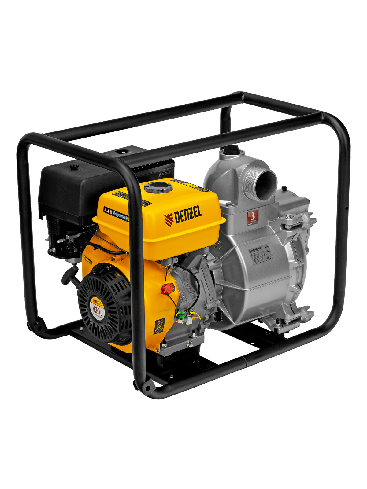 Мотопомпа бензиновая для грязной воды Denzel PX-80D15 л. с, 3", 1500 л/мин, глуб 8 м, напор 30 м 99204