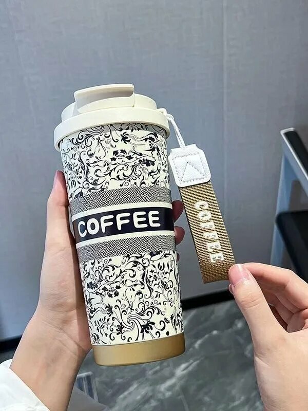 Новая вакуумная колба Overlord tea Ji coffee из высококачественной нержавеющей стали с белым цветком ландыша