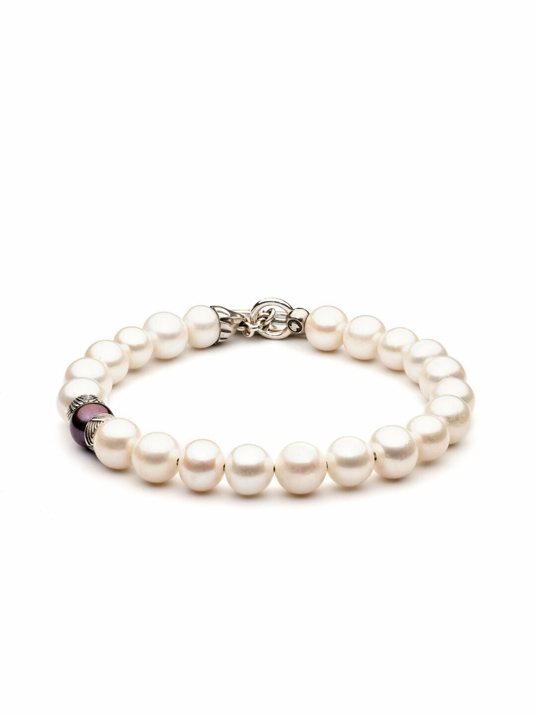 Браслет, серебро, 925 проба, оксидирование, жемчуг пресноводный