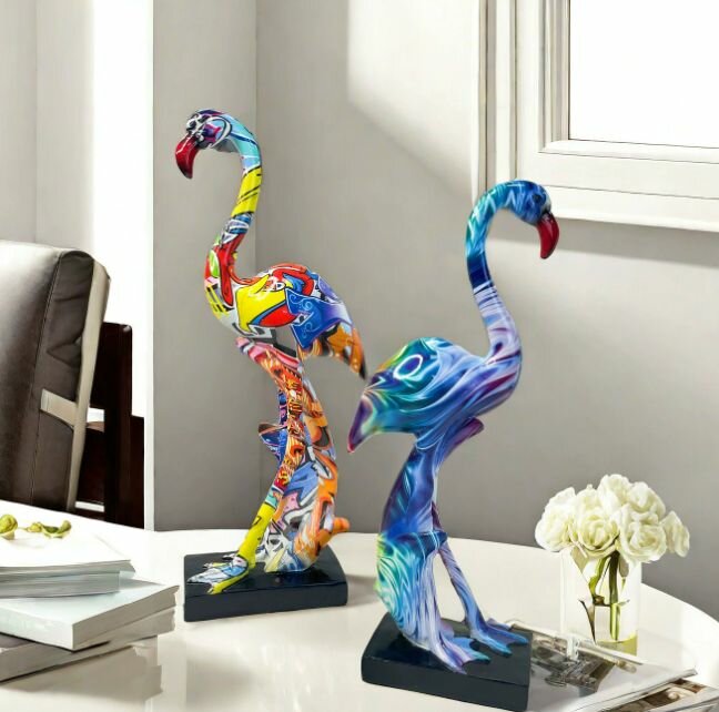 Эксклюзивная статуэтка CHUNZHIRAN с фламинго для домашнего декора, 35см х 13см х 8см