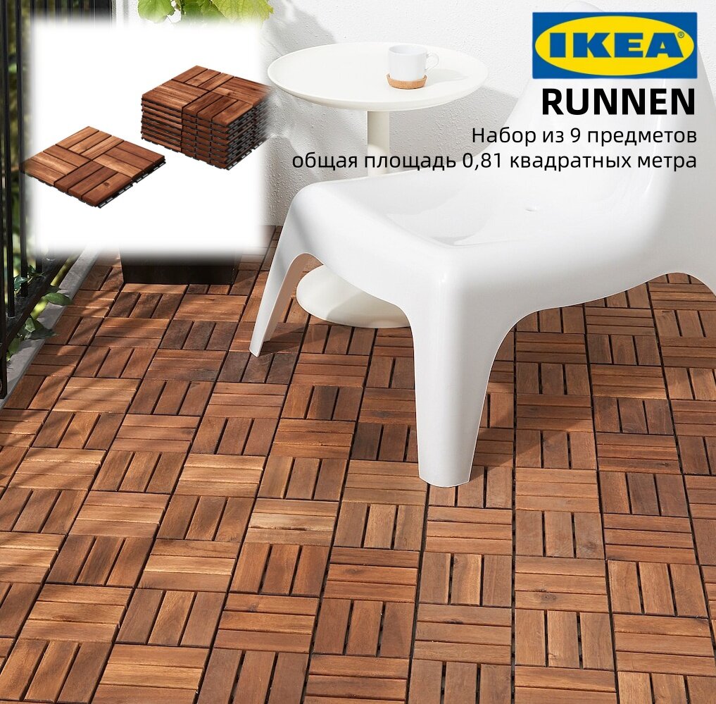 Коричневое напольное покрытие для улицы, 0,81 кв. м, IKEA RUNNEN
