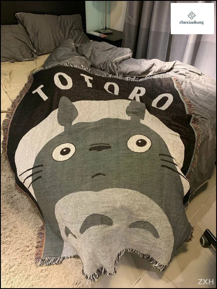 Плед "Тоторо", 160 см x 130 см, с кружевом, мягкий, бесшовное плетение