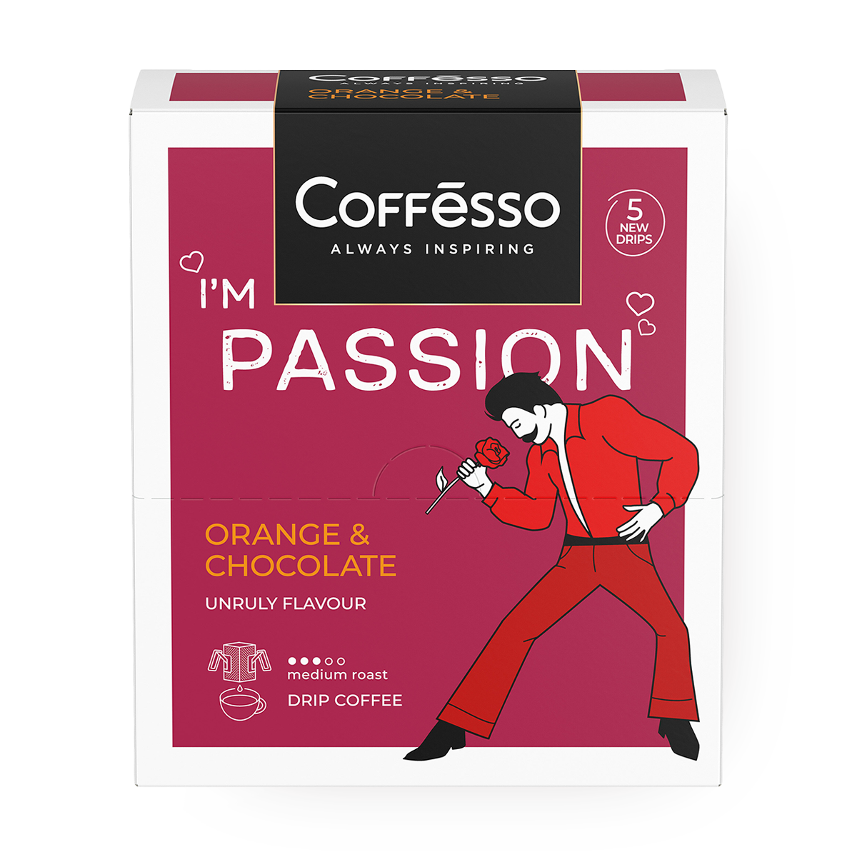 Кофе молотый в дрип-пакетах Coffesso Passion Orange & Chocolate красный апельсин и шоколад 10 г