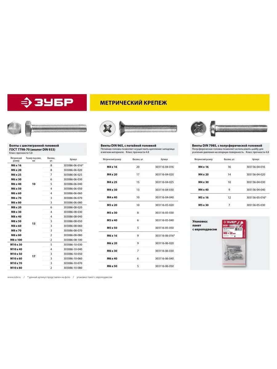 DIN 7985, кл. пр. 4.8, M5 х 30 мм, цинк, 7 шт, винт с полус