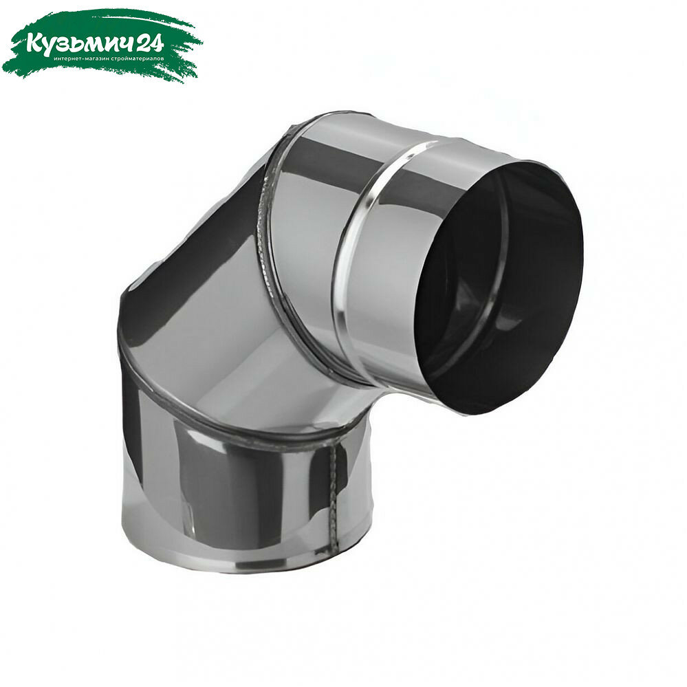 Отвод (колено) дымохода Феникс d 120 мм, угол 90 гр, одноконтурный, нержавеющая сталь 1 мм, 1 шт.