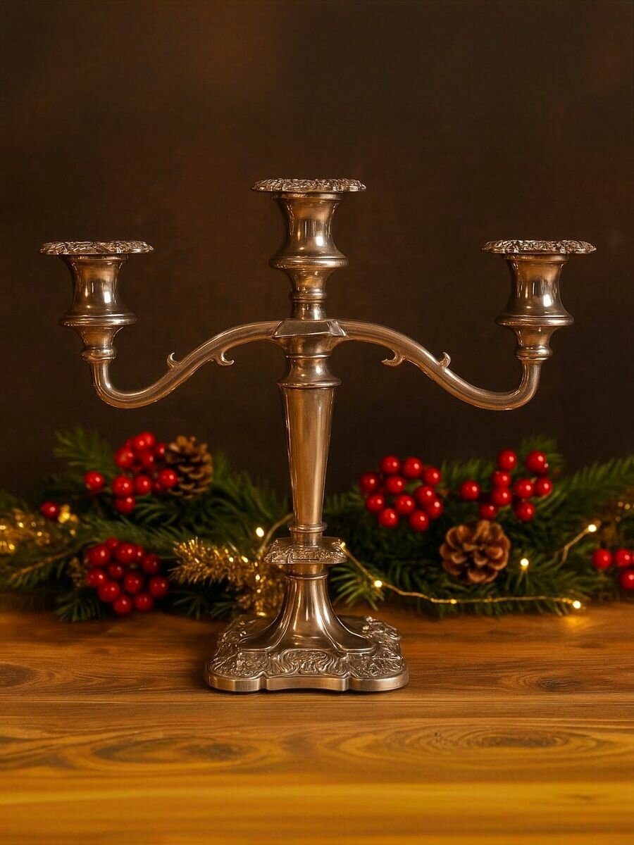 Винтажный канделябр на 3 свечи
