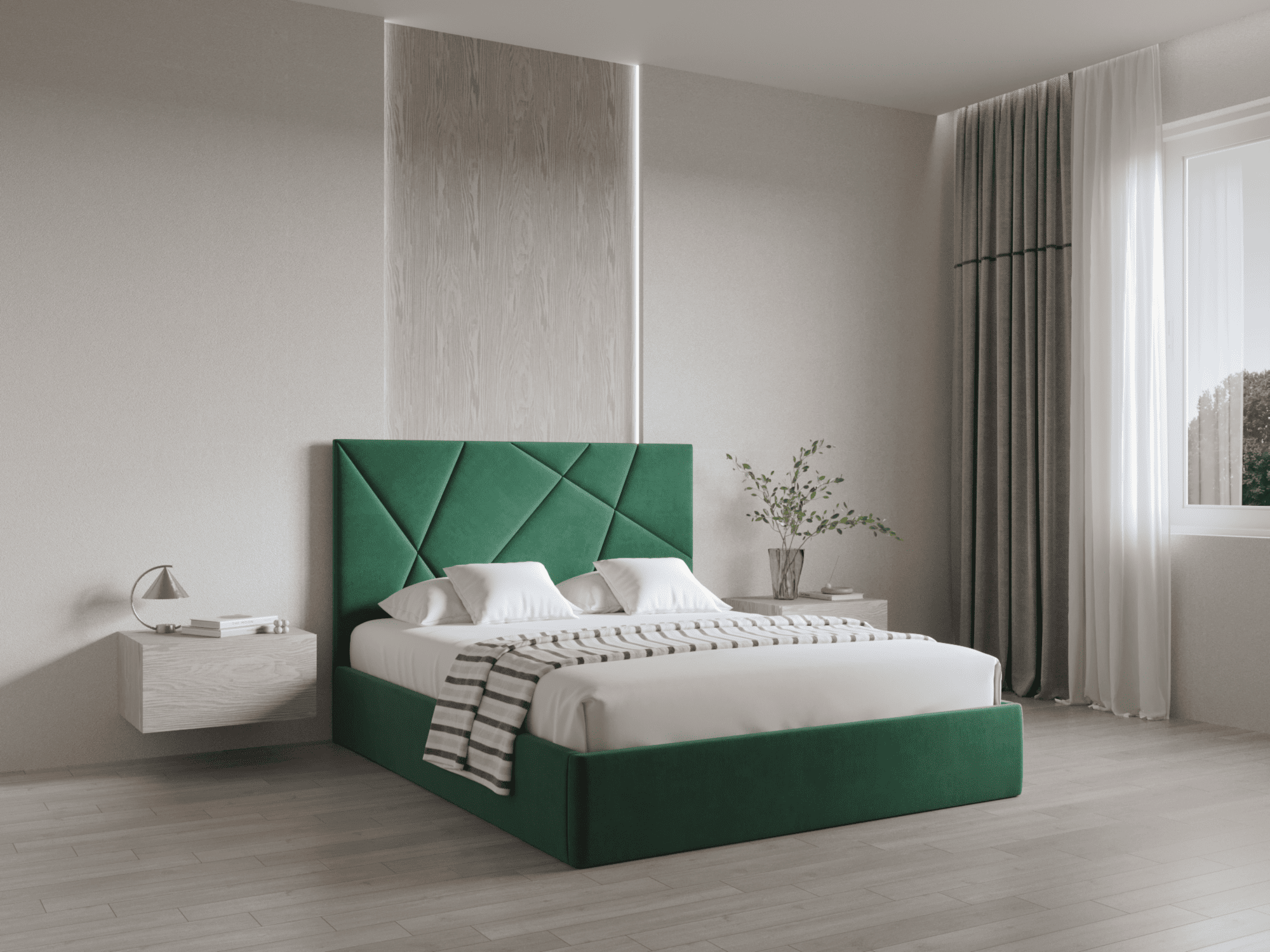 Кровать Гамма, мягкое изголовье, дизайн-решение, 120 см x 200 см