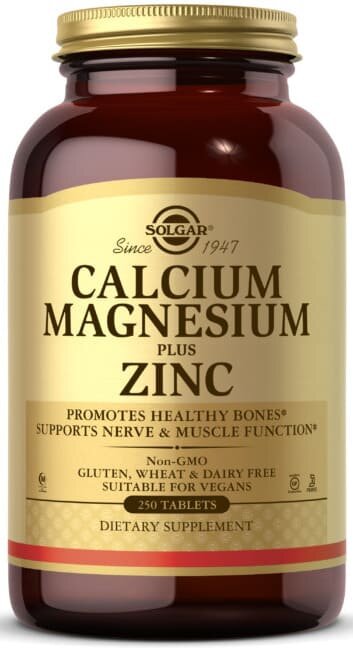 Solgar Calcium Magnesium plus Zinc, Кальций Магний + Цинк 333/133/5 мг 250 таблеток