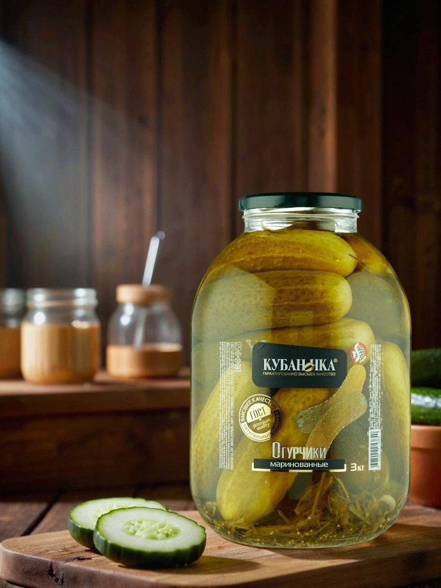 Кубаночка Огурцы маринованные 3000 мл.