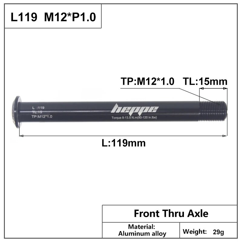 HEPPE Сквозная ось для велосипеда, L119 M12x1.0 TL15