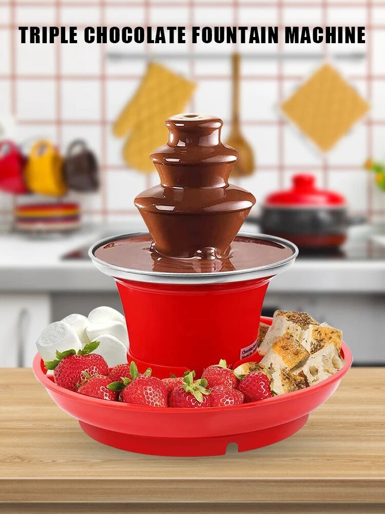 3-слойный электрический шоколадный фонтан для фондю, сделай сам, ручная работа с фруктами/орехами/лентами, сервировочный поднос для свадеб, дня рождения, EU