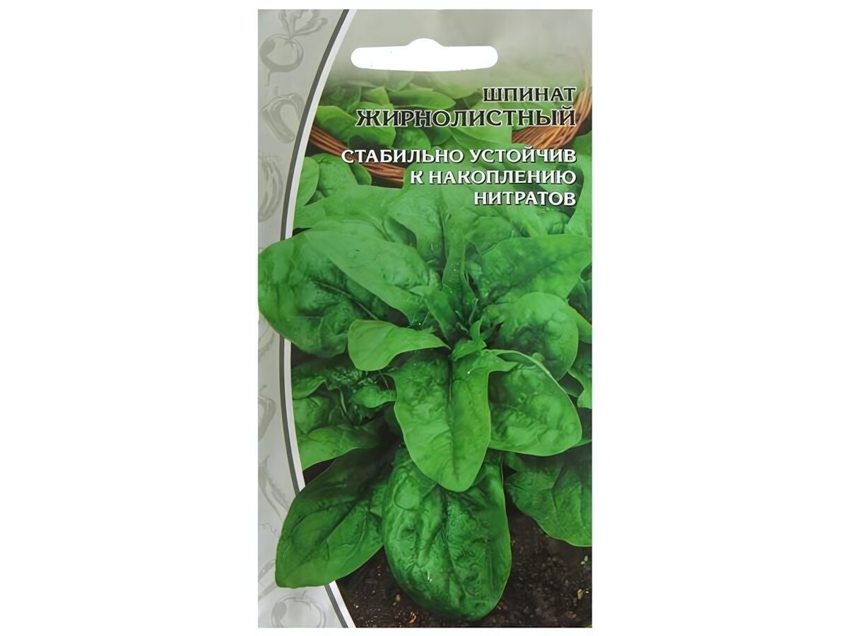 Шпинат жирнолистный раннеспелый, быстрорастущий, широкие листья, 1г, цвет пакета в ассортименте