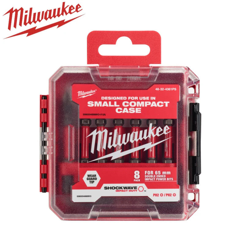 Набор бит Milwaukee 48-32-4361PS, двухсторонние, PH2, 65 мм, 8шт, в кейсе