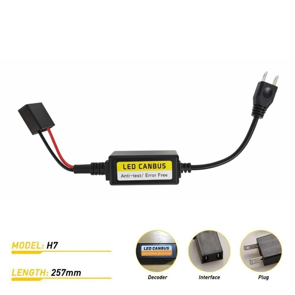 H1/H3/H4/H7/H8/H9/H11 Автомобильный светодиодный контроллер резистора нагрузки Canbus, устранитель неисправностей, светодиодный декодер, без ошибок, резистор 12 В H7