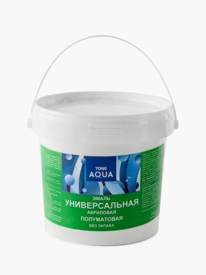 Тон Аква эмаль универсальная, акриловая, белая, полуматовая, 1,4 кг