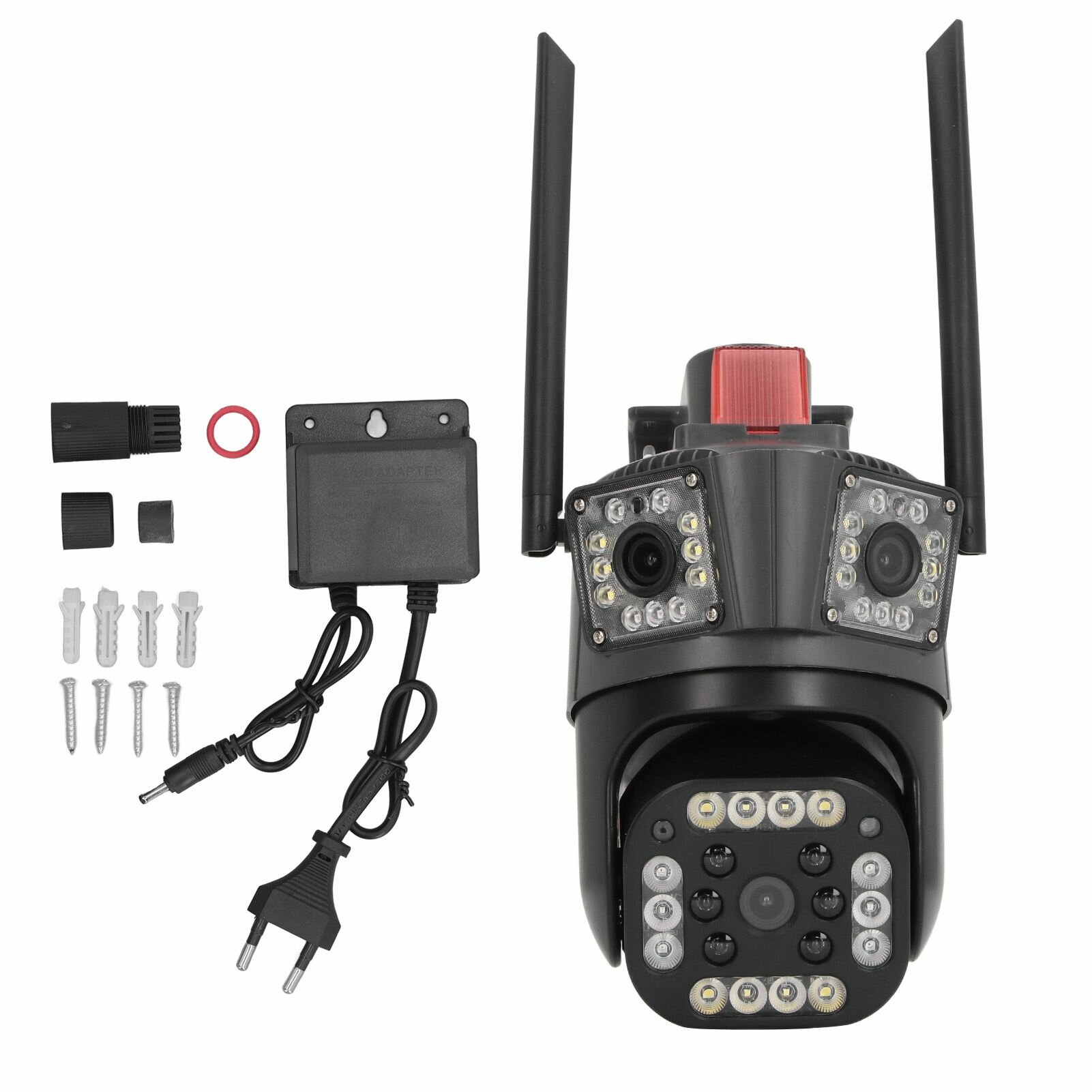 Уличная камера видеонаблюдения с тремя объективами, водонепроницаемая, IP66, с двусторонней связью, цветным ночным видением, домашним видеонаблюдением, вилка ЕС 110 240 В