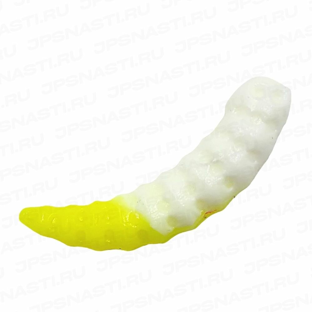 Силиконовые приманки для ловли форели Eleven Lures Leench 1.5, Lemon White, сыр / Уловистые форелевые приманки