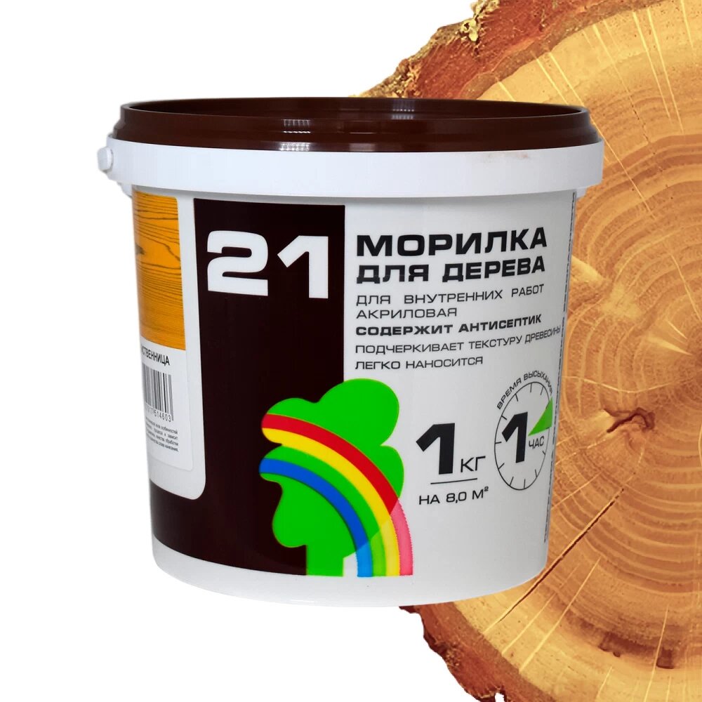 Морилка Радуга ВДАК водная антисептическая лиственница 1 кг Радуга