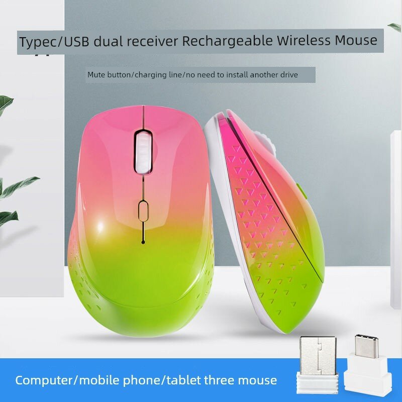 Беспроводная мышь с двумя приемниками USB+Type-C, подходящая для мобильных телефонов, планшетов и iPad от Xiaomi,