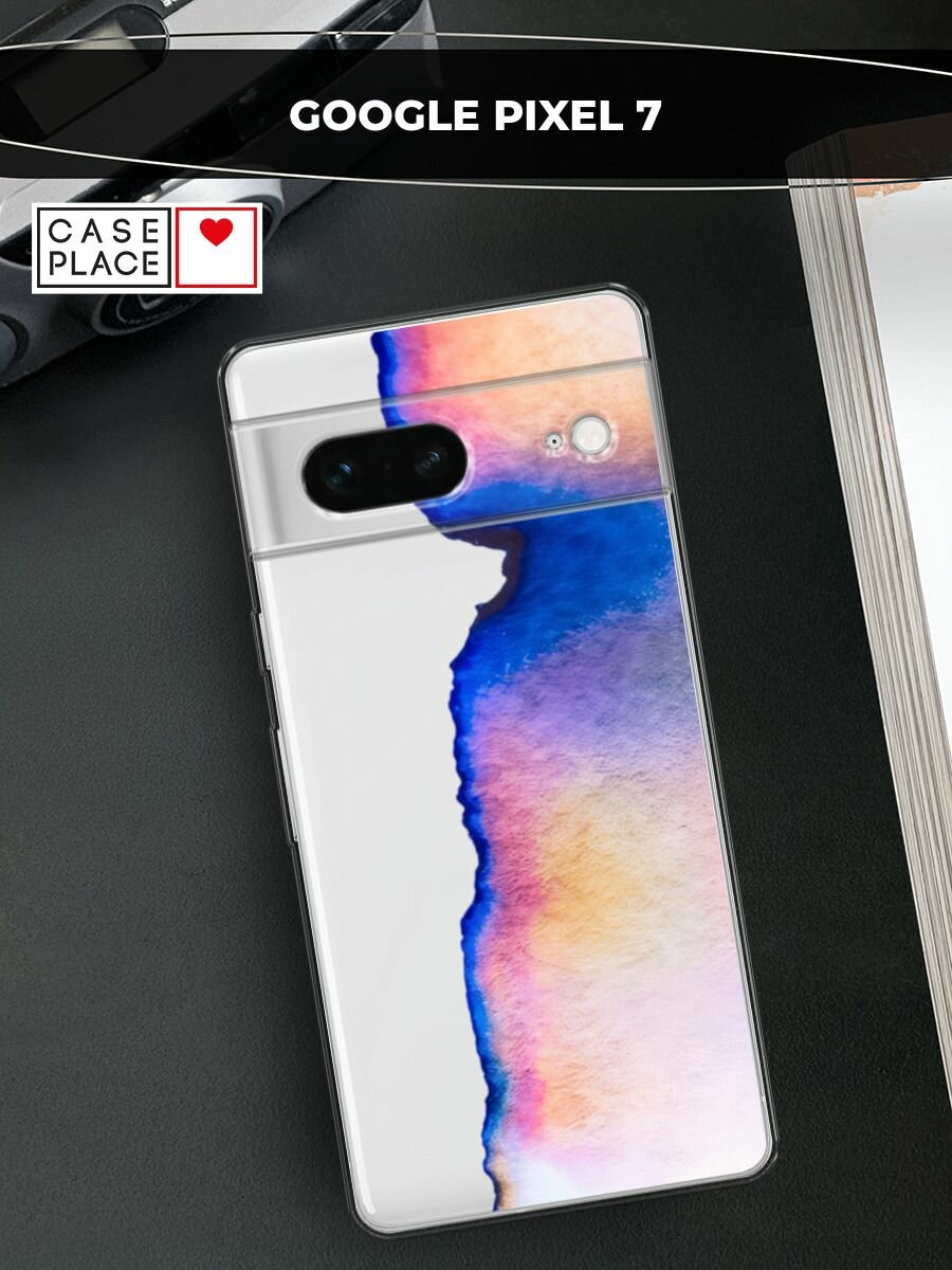 Чехол на Google Pixel 7 / Гугл Пиксель 7 с принтом Синяя акварель, прозрачный