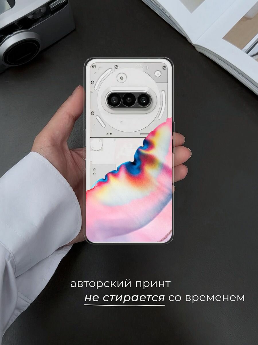 Чехол на Nothing Phone 3a / Нотинг Фон 3а с принтом Розовая акварель, прозрачный — фото 1